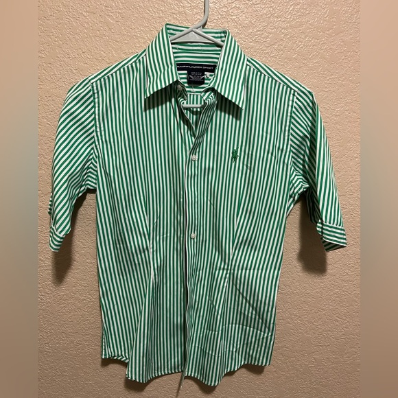 Ralph Lauren | Tops | Ralph Lauren Womens Green Striped Button Down ...